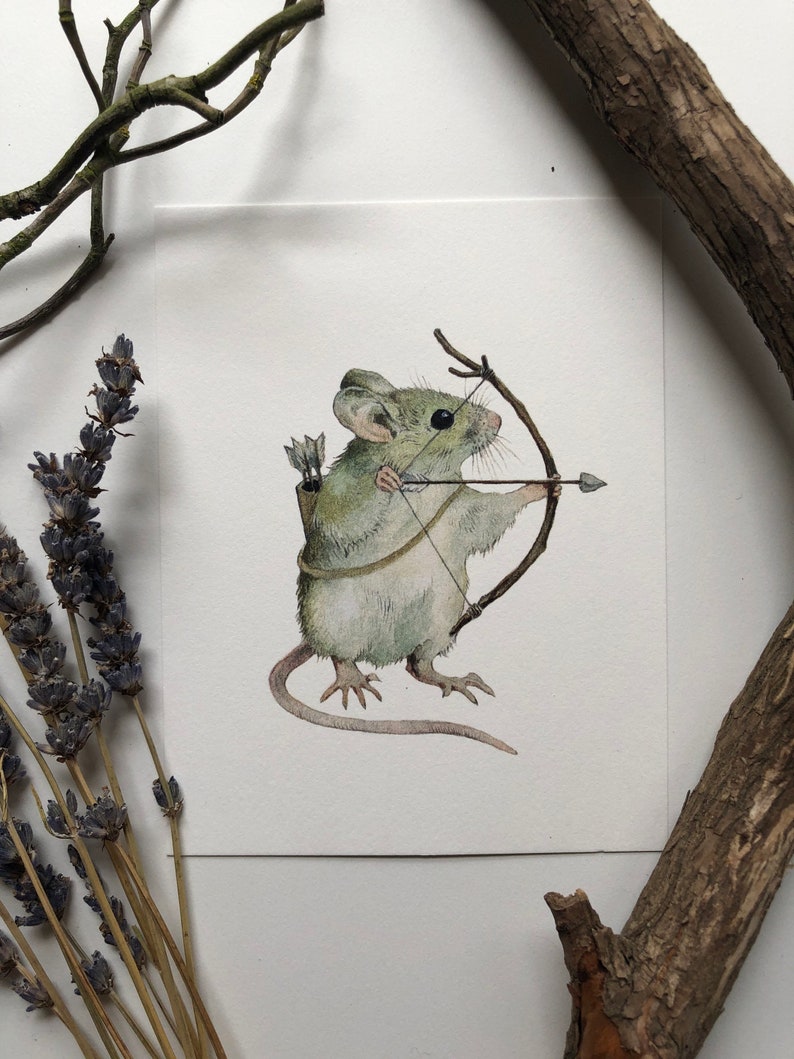 Mouse Archer Print | Etsy