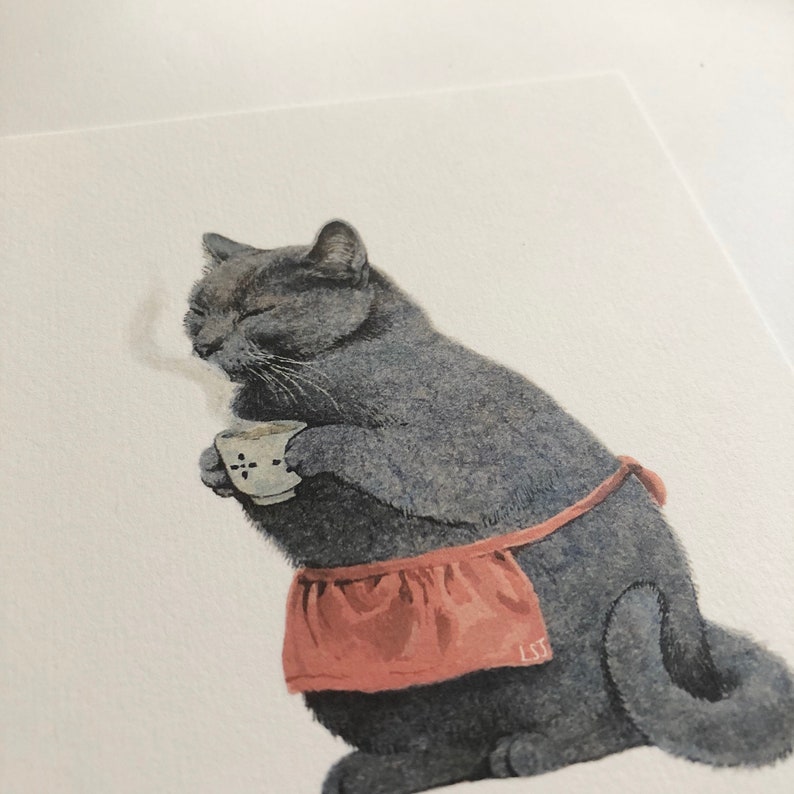 Tea Drinking Cat - Etsy