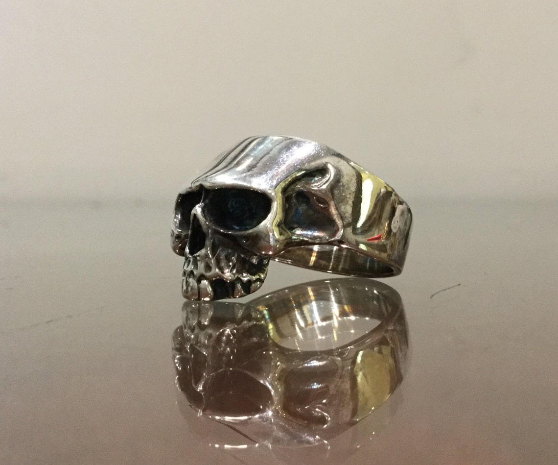 Half Skull Ring Handcrafted & Cast in Sterling Silver - Etsy
