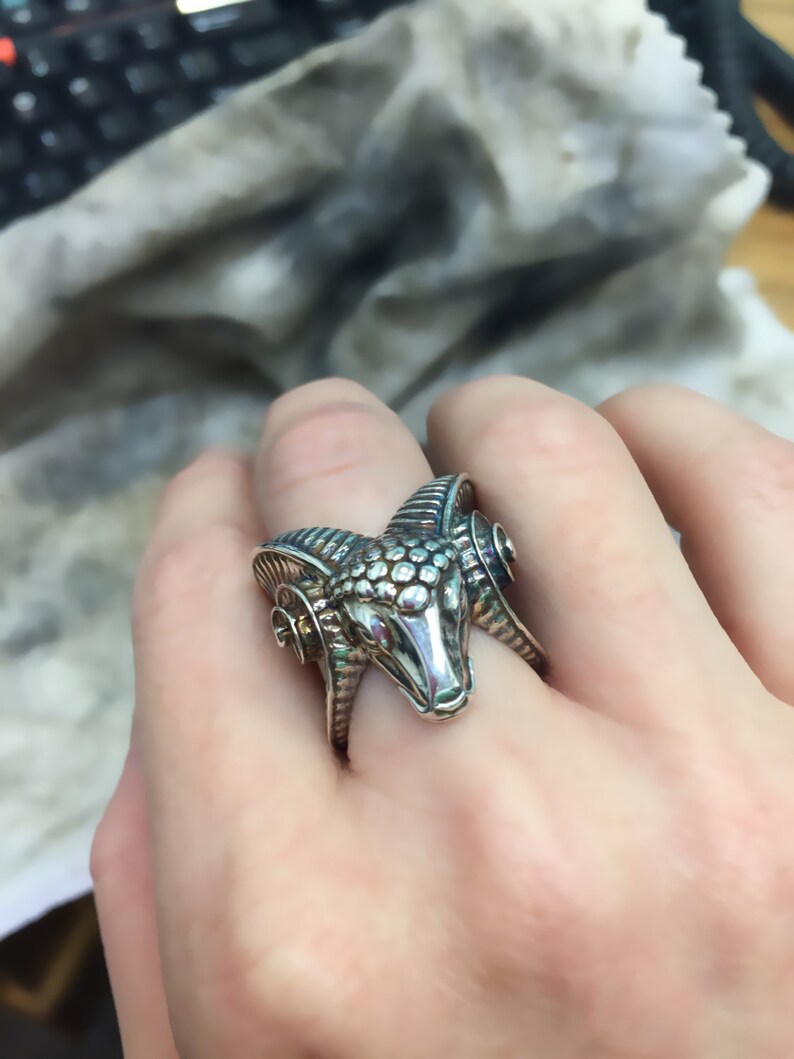 Ram's Head Ring Handcrafted & Cast in Sterling Silver, Horns - Etsy