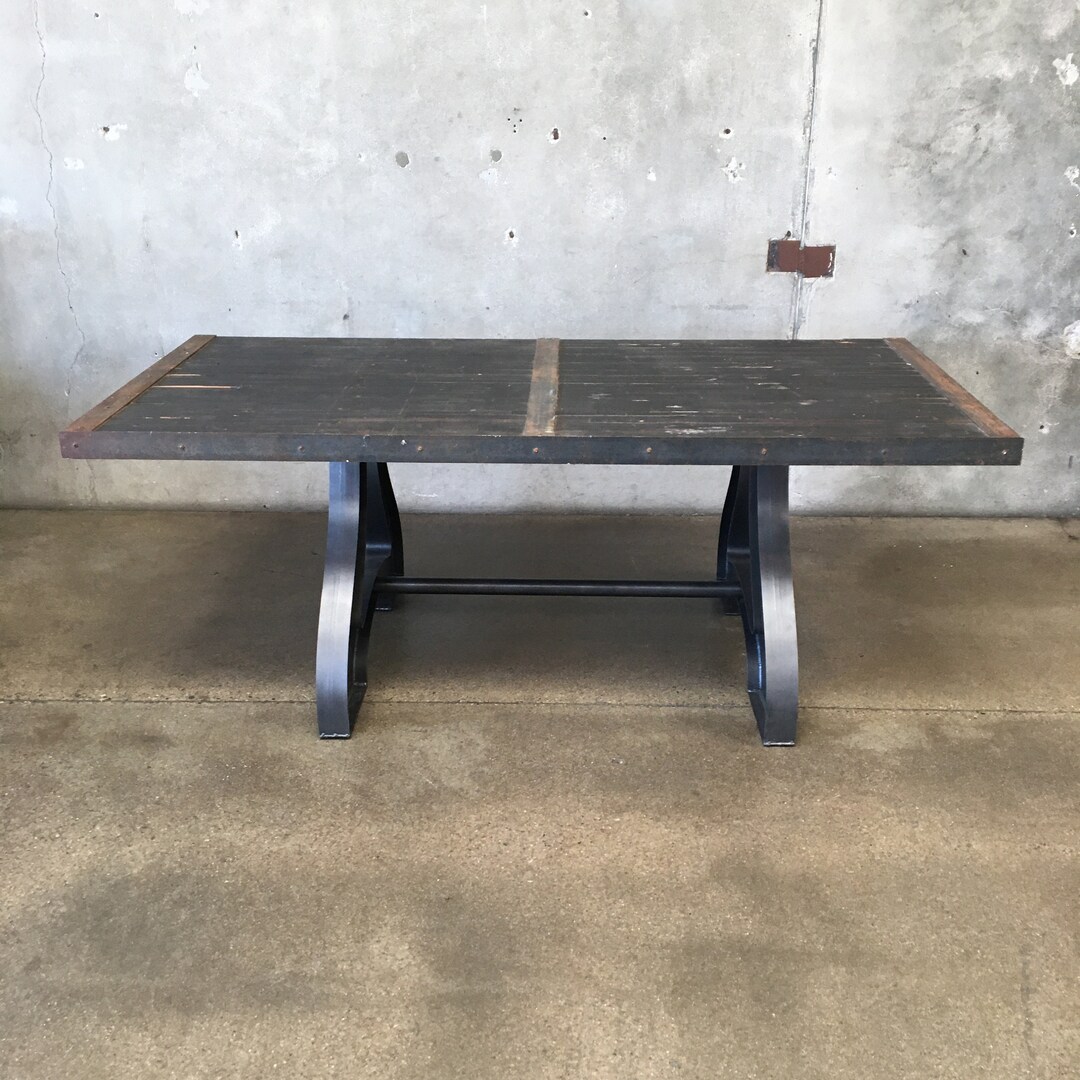 Custom Industrial Table W/ Maple Top W/steel Base 6F34R9 Please Email ...
