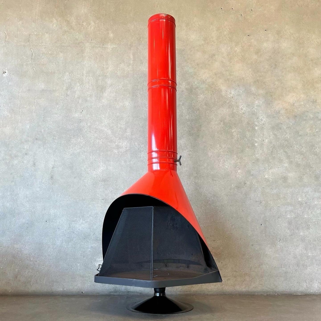Vintage Mid Century Modern Red Majestic Firehood Fireplace (EK1Y8D ...