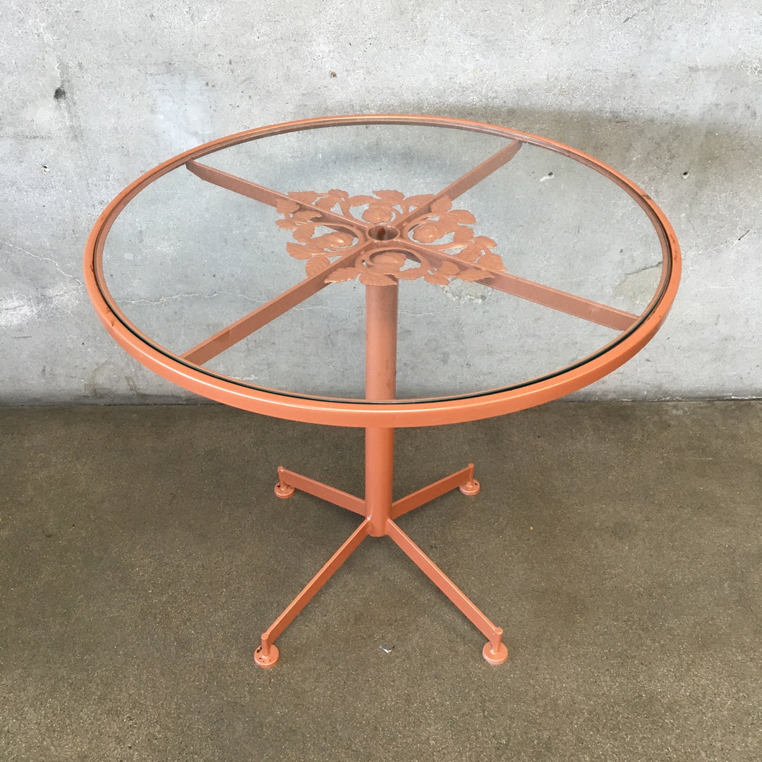 Copper Colored Round Glass Top Patio Table 81JE98 ASK for SHIPPING ...