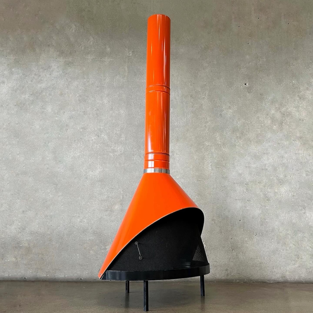 Vintage Mid Century Modern Orange Porcelain Enamel Preway Fireplace ...