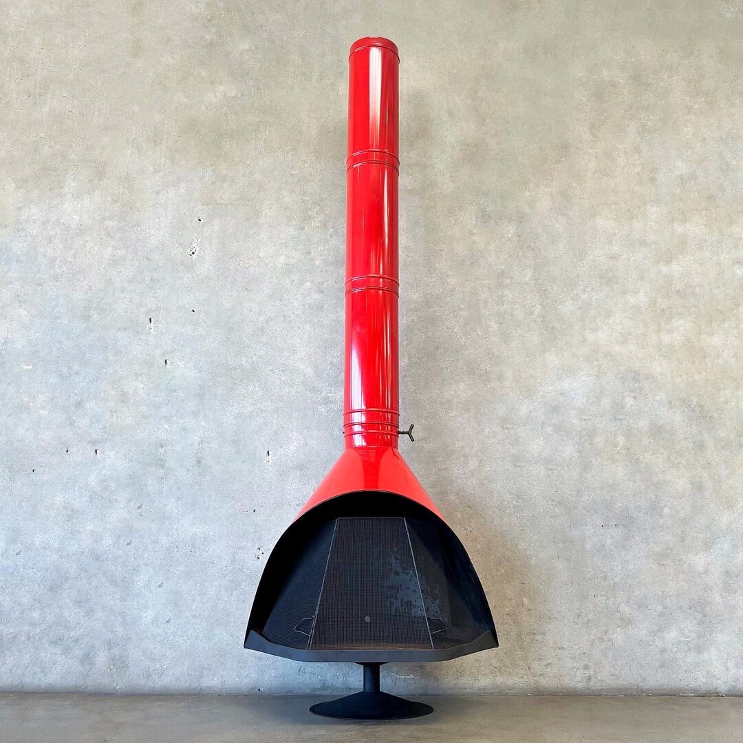 Vintage Mid Century Red Porcelain Enamel Finish Majestic "firehood ...