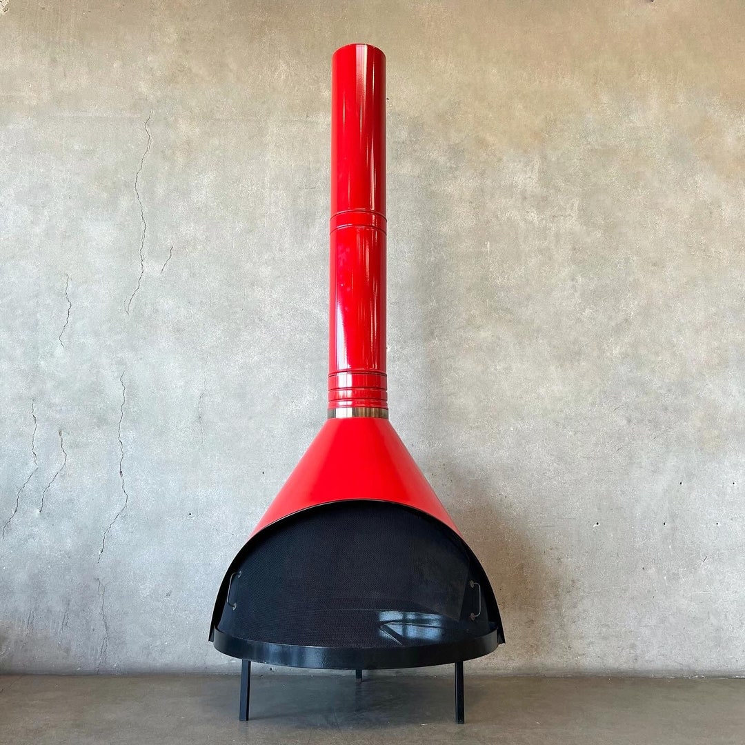 Vintage Mid Century Modern Red Porcelain Enamel Finish Preway Fireplace ...
