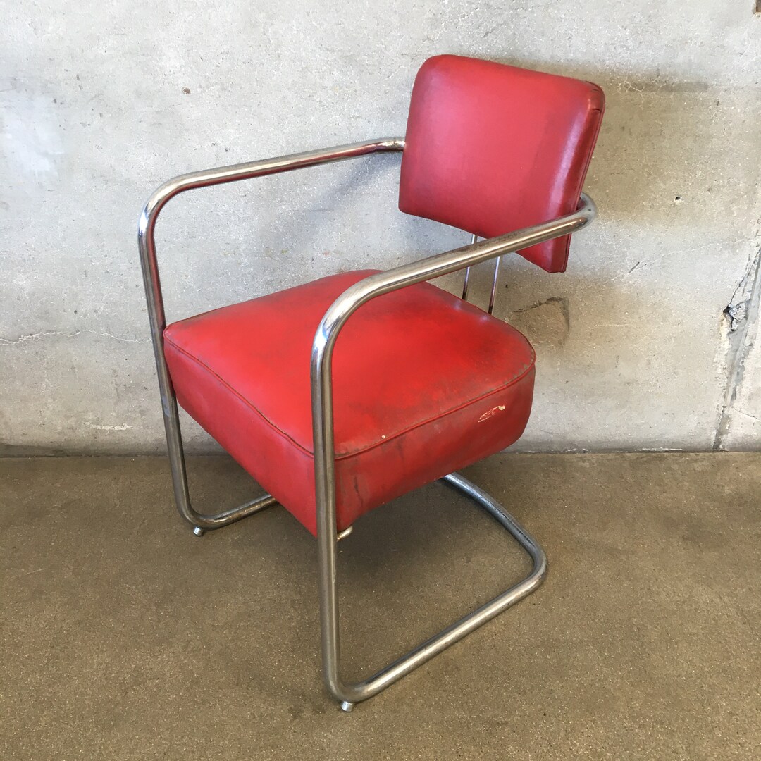 Red & Chrome Springer Art Deco Chair 88AXRE Please Email Us for a ...