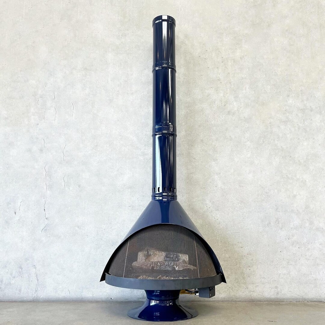 Vintage Mid Century Modern Navy Blue Enamel Malm zircon Gas Fireplace ...