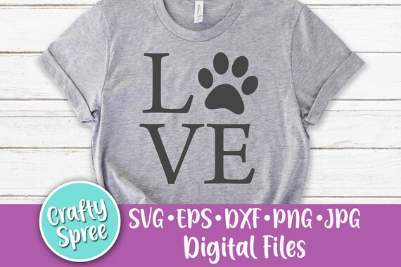 Love Paw Pets Cat Dog SVG PNG DXF Cut File Instant Download | Etsy