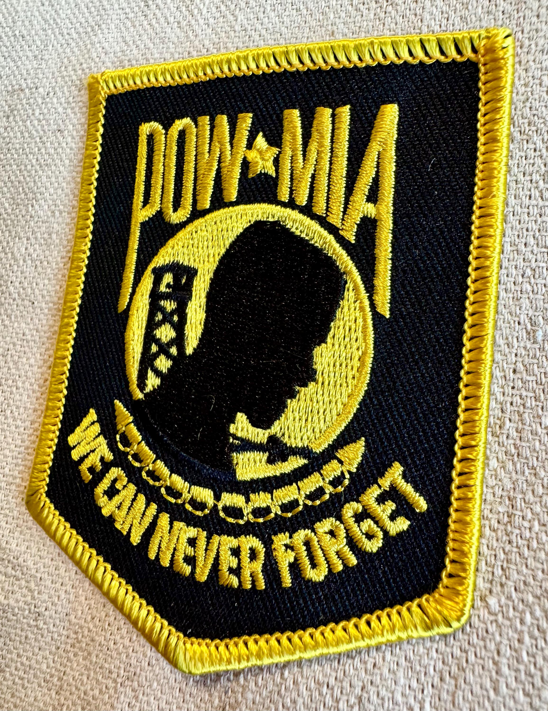 POW-MIA PATCH Black/gold Iron-on Embroidered Applique Military Emblem ...