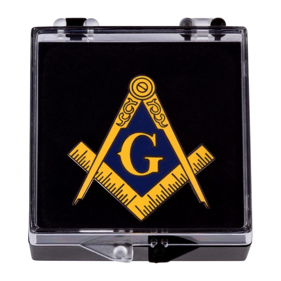MASONIC LAPEL PIN Hard Enamel Freemason Mason Square Compass Symbol ...