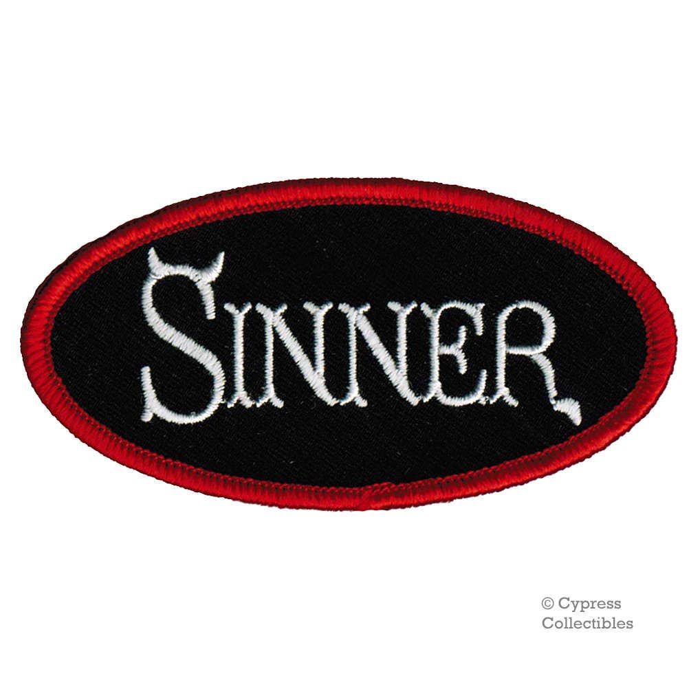 SINNER PATCH Iron-on Embroidered Applique Biker Nametag - Etsy