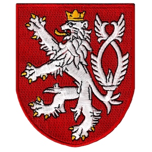 CZECH COAT of ARMS Patch Iron-on Embroidered Applique Bohemian Lion ...