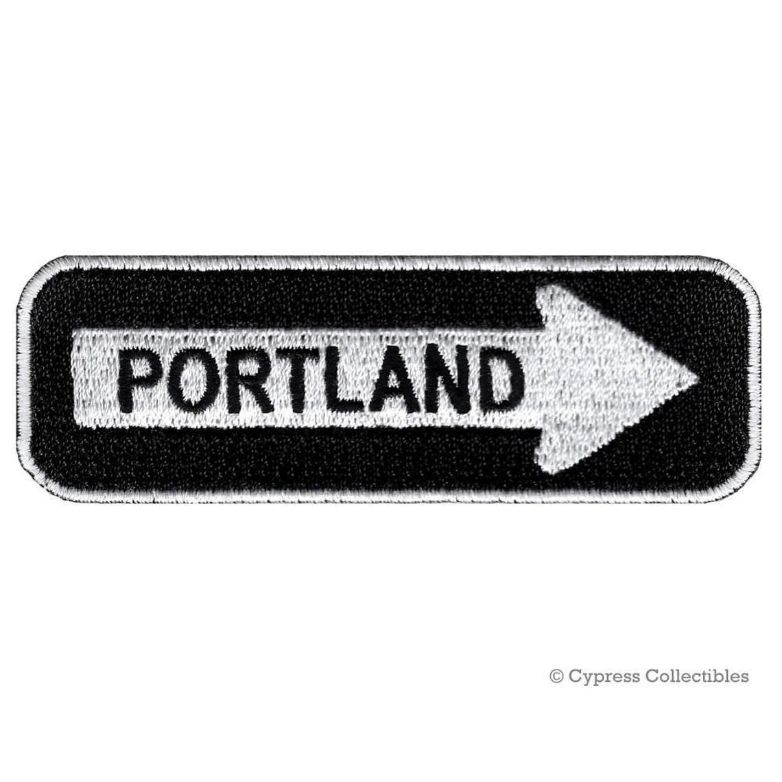 PORTLAND ROAD SIGN Patch Embroidered Iron-on Applique One Way - Etsy