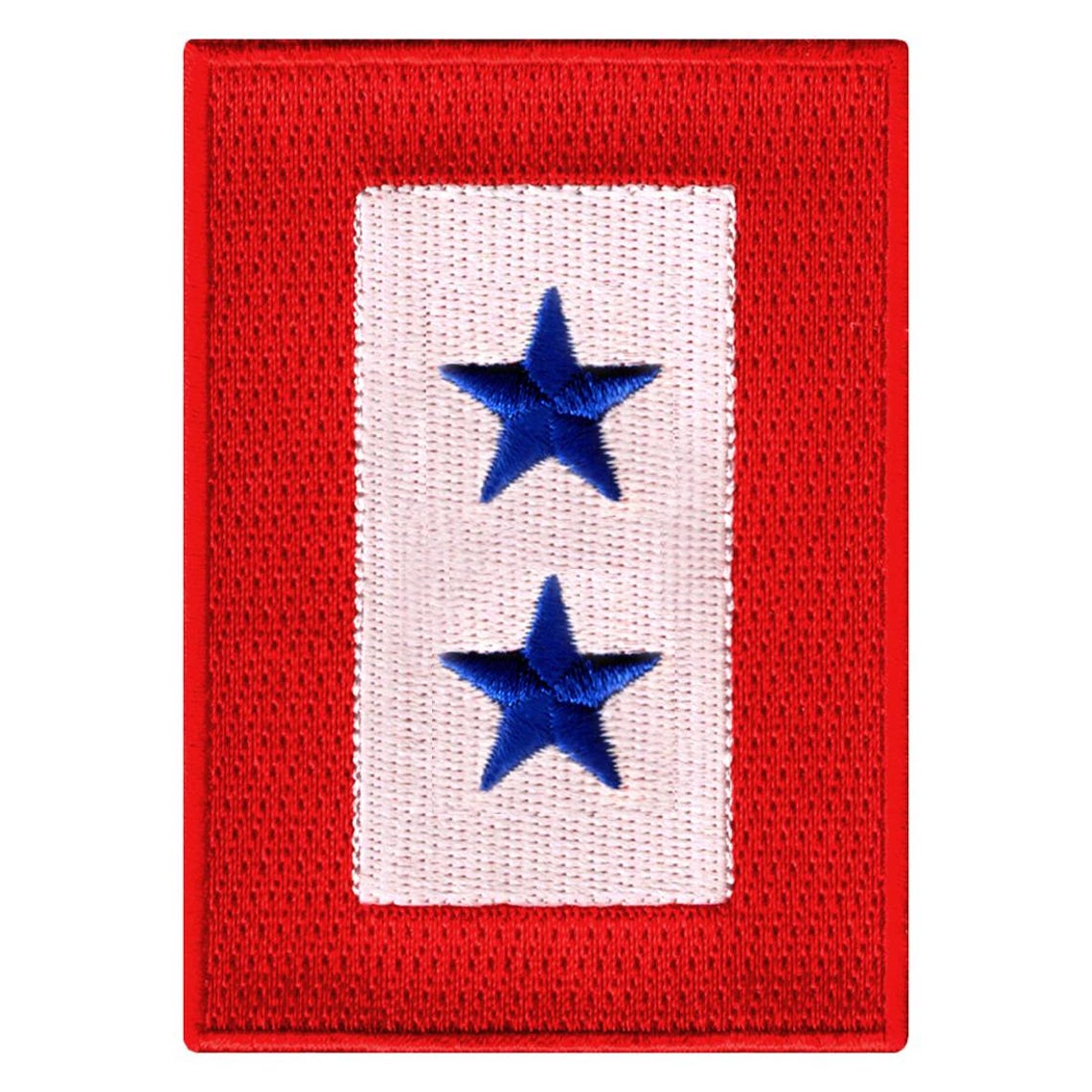 Military TWO BLUE STAR Flag Iron-on Embroidered Applique Combat Veteran ...