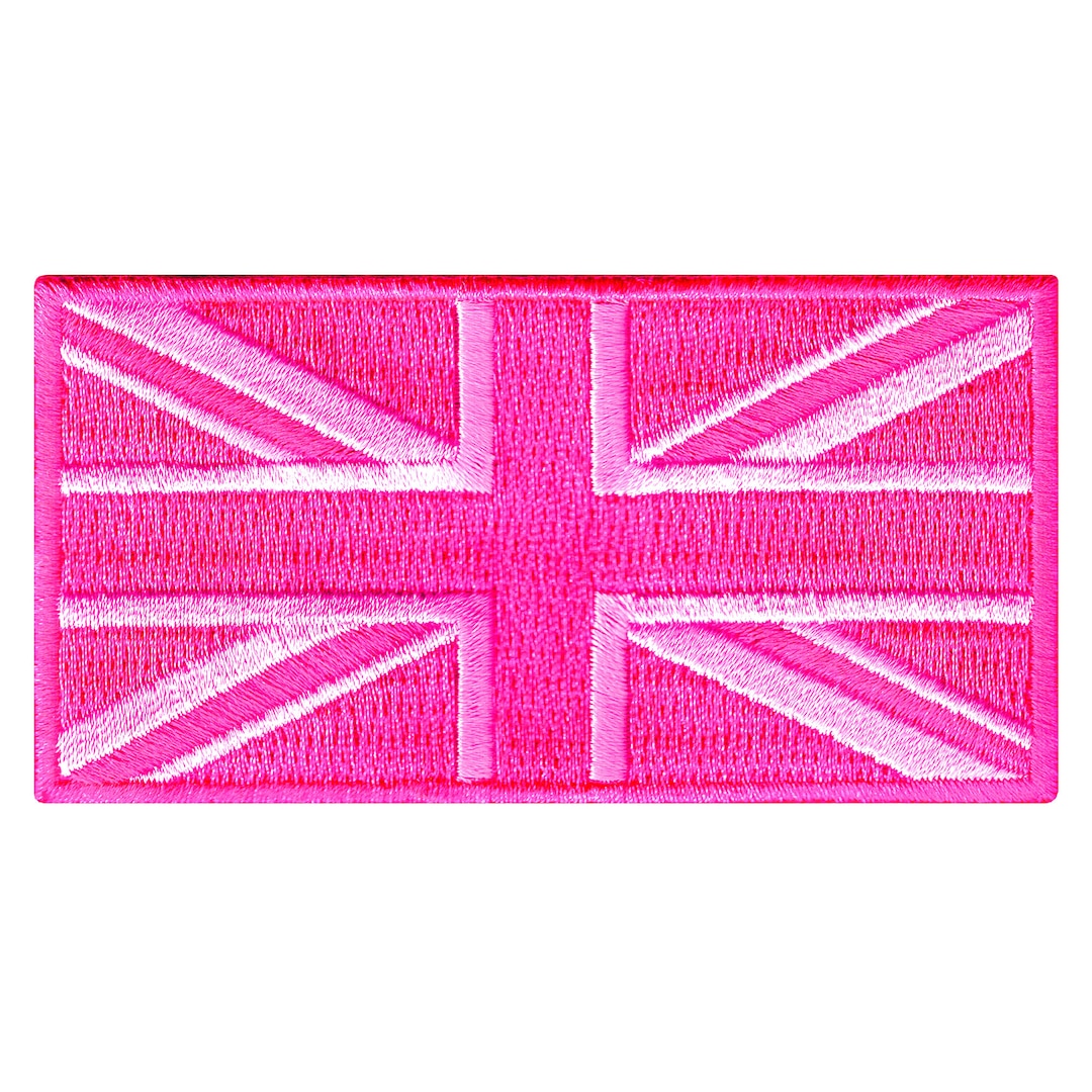 UNION JACK Pink UK Flag Patch Iron-on Embroidered Applique Top Quality ...