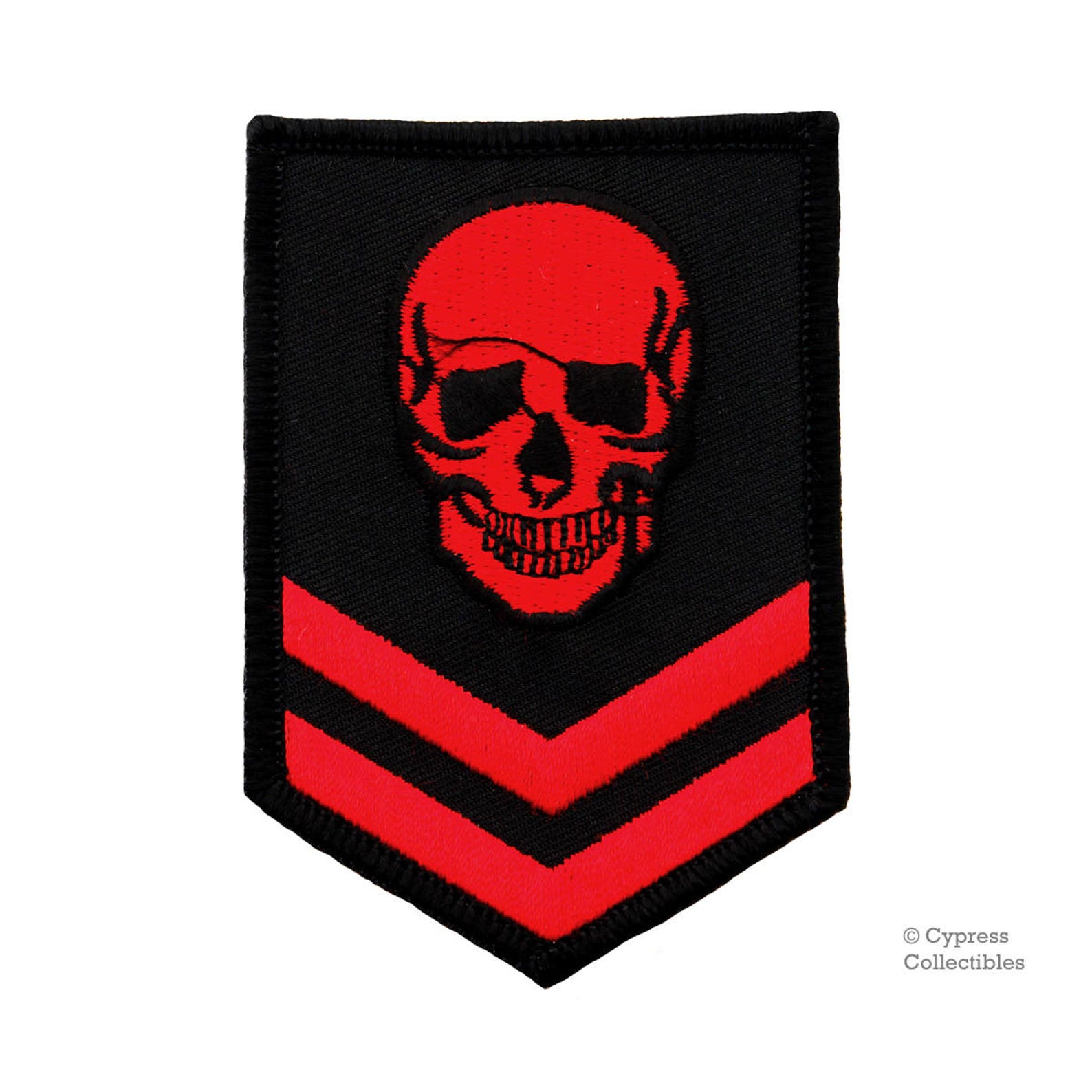 RED SKULL MILITARY Patch Chevron Iron-on Embroidered Applique - Etsy