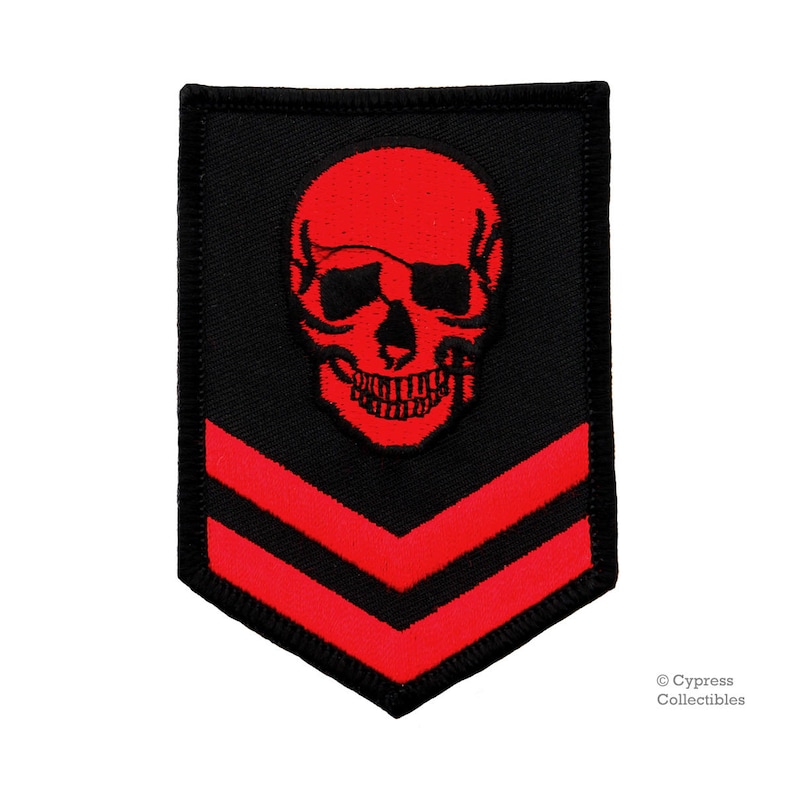 RED SKULL MILITARY Patch Chevron Iron-on Embroidered Applique - Etsy