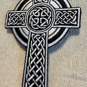 CELTIC CROSS PATCH Iron-on Embroidered Irish White Applique - Etsy