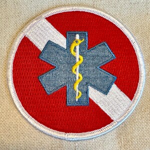 EMT SCUBA Round Patch Rescue Diver Iron-on Embroidered Star of Life ...