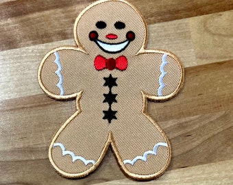 Gingerbread Man Holly Christmas Winter Embroidered Iron on Applique ...