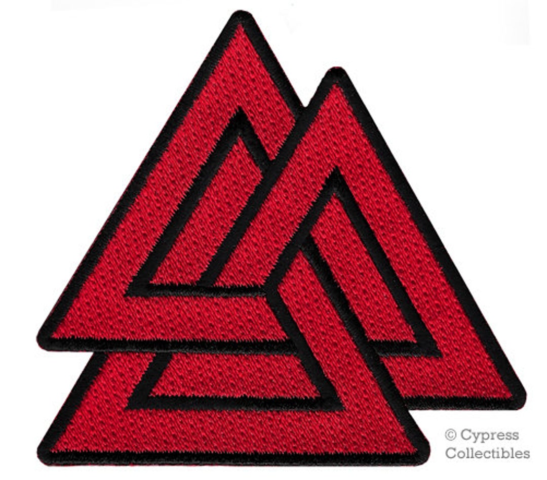 Red VALKNUT KNOT PATCH Iron-on Embroidered Odin Norse Mythology Pagan ...