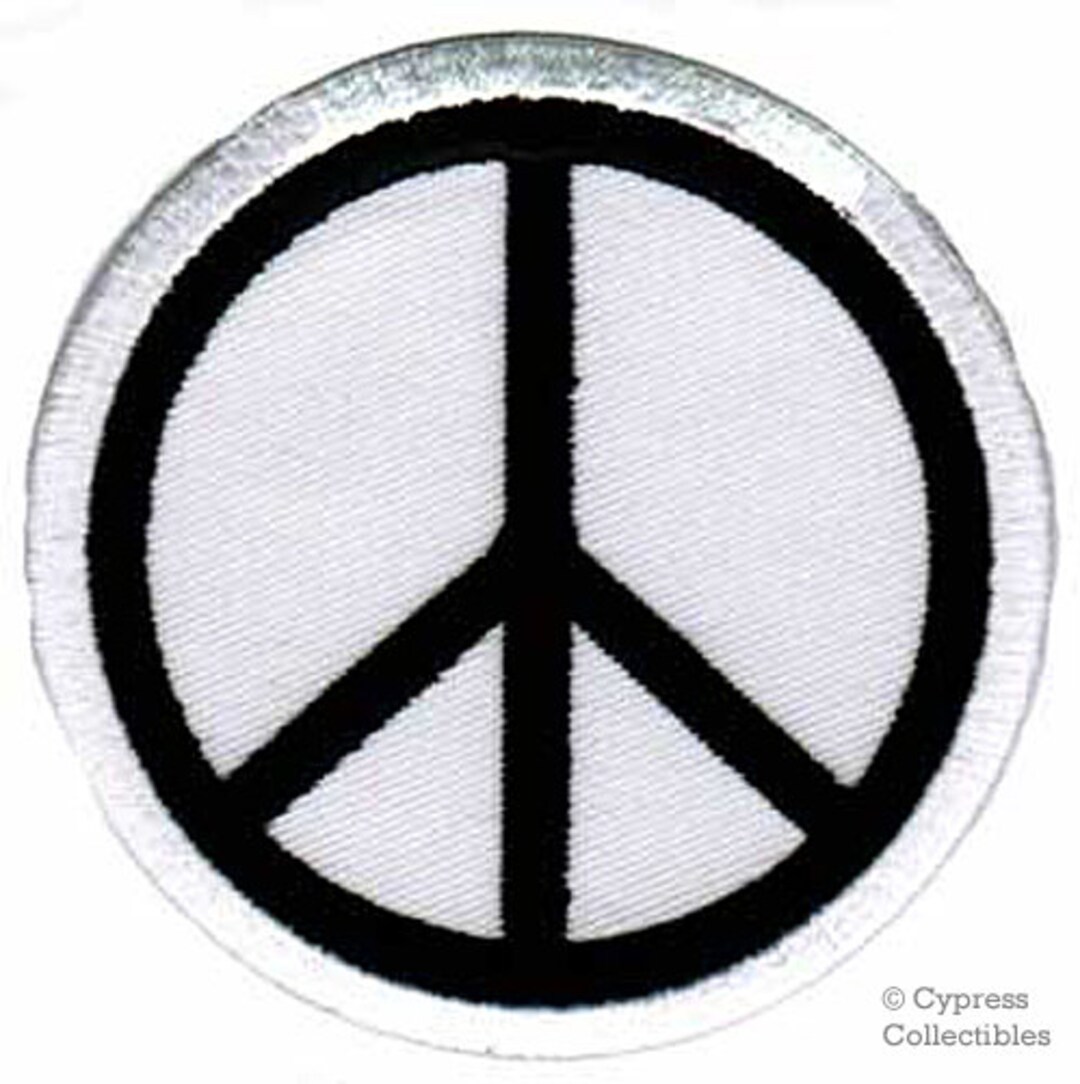 PEACE SIGN PATCH Iron-on Embroidered Anti-war Emblem Biker Applique ...