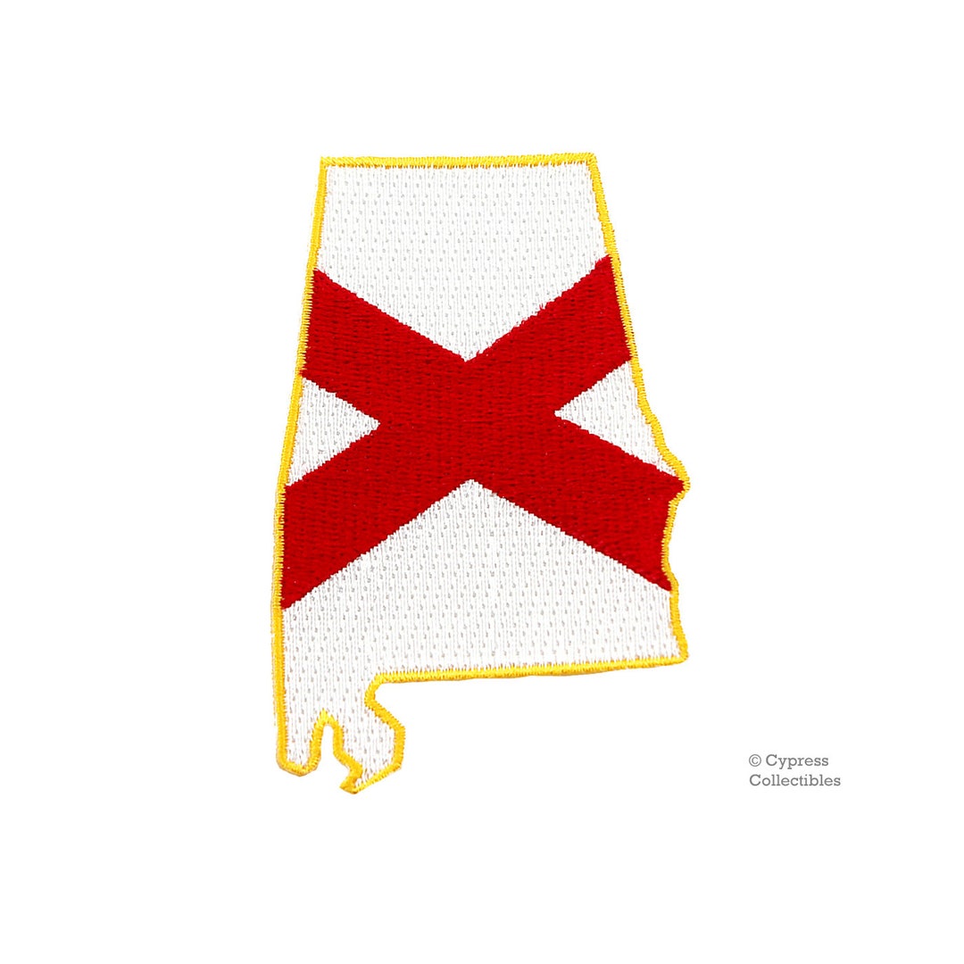 Alabama Outline State Flag Patch: Embroidered Iron-on Applique (3.5x2 ...