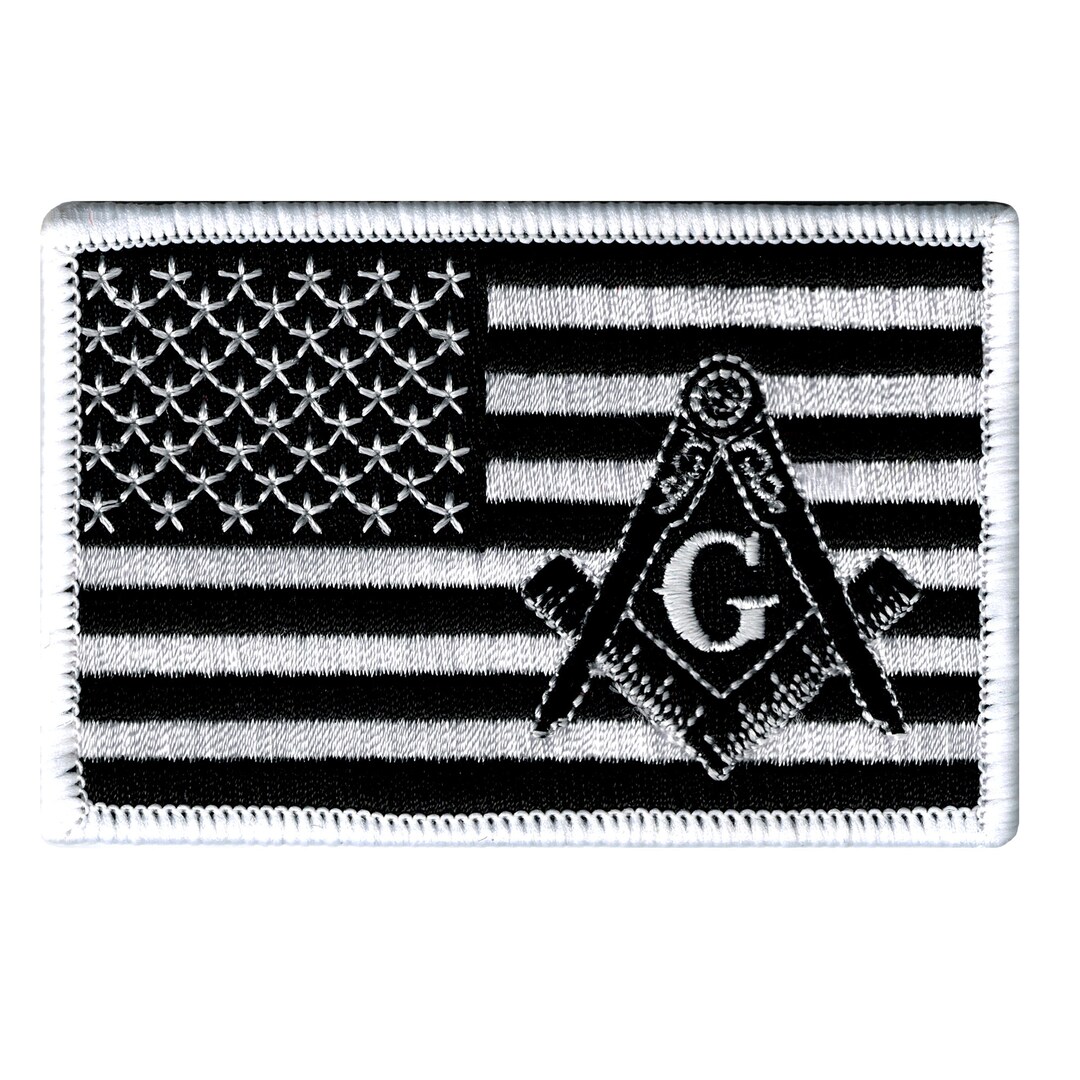 FREEMASON MASONIC USA Flag Patch Iron-on Embroidered Applique Mason ...