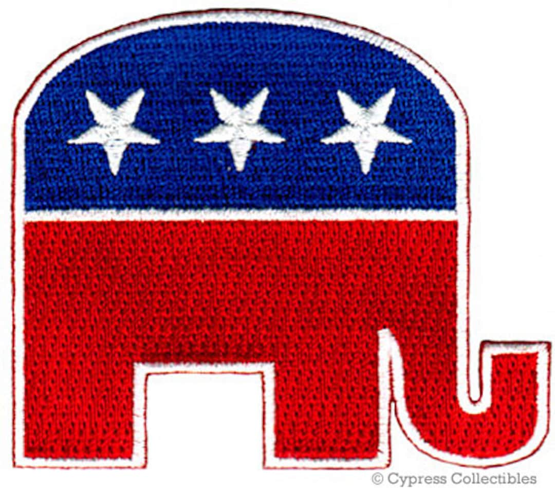 REPUBLICAN ELEPHANT Patch Iron-on Embroidered Applique Political Party ...