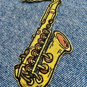 SAXOPHONE BAND PATCH Embroidered Iron-on Brass Musical Instrument ...