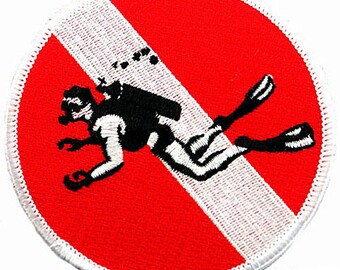 DIVER DOWN FLAG Patch Scuba Diving Embroidered Iron-on | Etsy