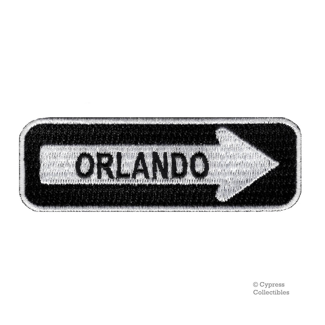 ORLANDO ROAD SIGN Patch Embroidered Iron-on Applique One Way Highway ...