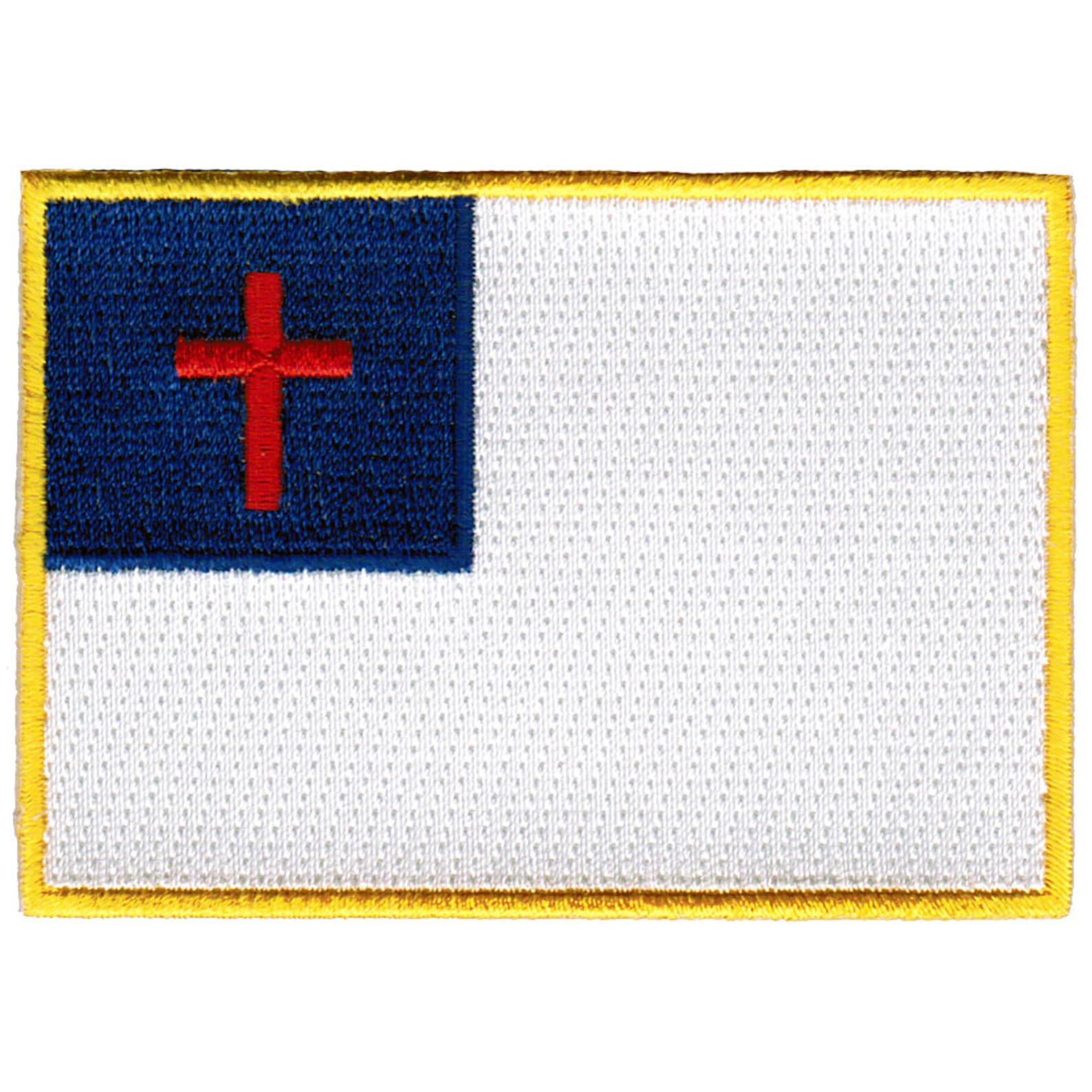 CHRISTIAN CROSS FLAG Patch Embroidered Iron-on Religious Crucifix Biker ...
