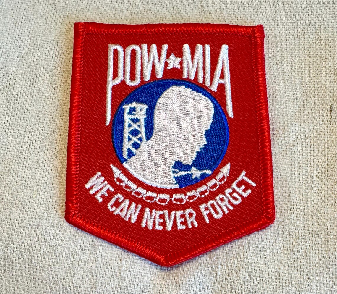POW-MIA PATCH Red White Blue Iron-on Embroidered Applique Military ...