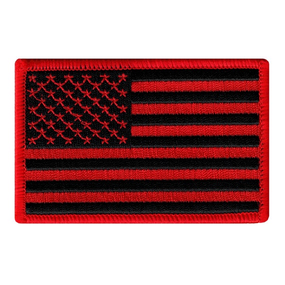 AMERICAN FLAG PATCH Black and Red Embroidered Iron-on Applique - Etsy