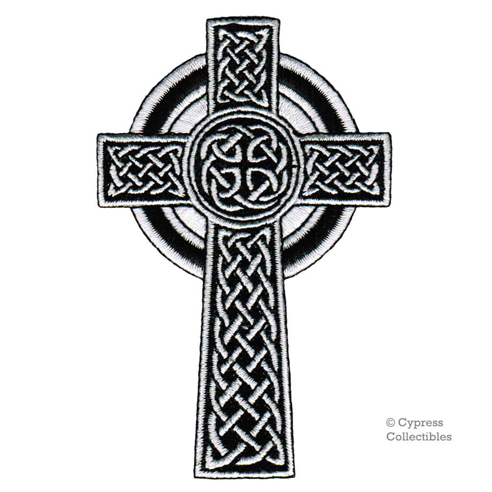 CELTIC CROSS PATCH Iron-on Embroidered Irish White Applique | Etsy