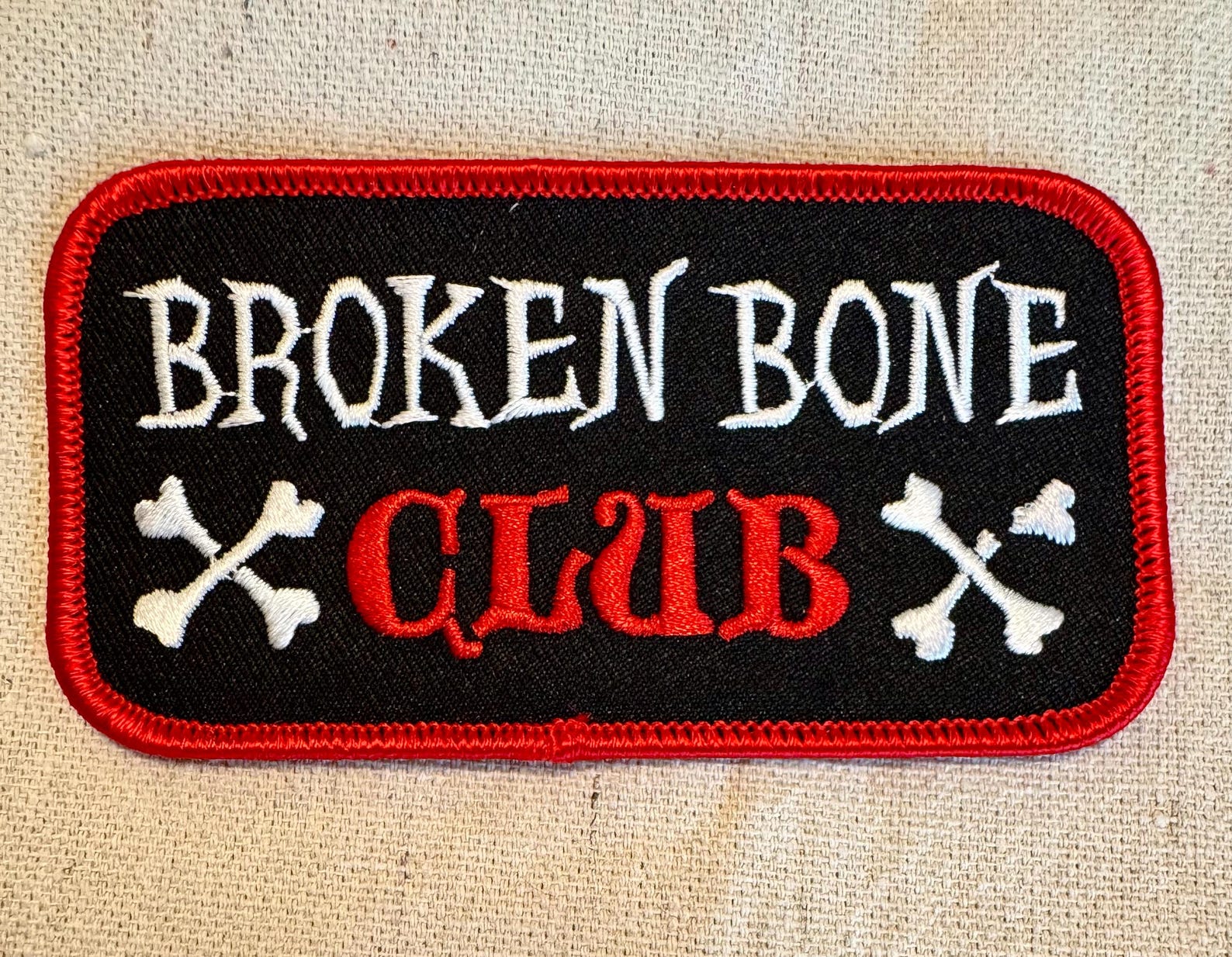 BROKEN BONE CLUB Patch Iron-on Embroidered Applique Nametag Emblem ...