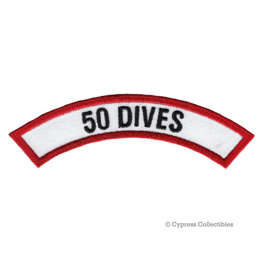 50 DIVES Certification Chevron PATCH Scuba Diving Experience Iron-on Embroidered Applique Emblem ...