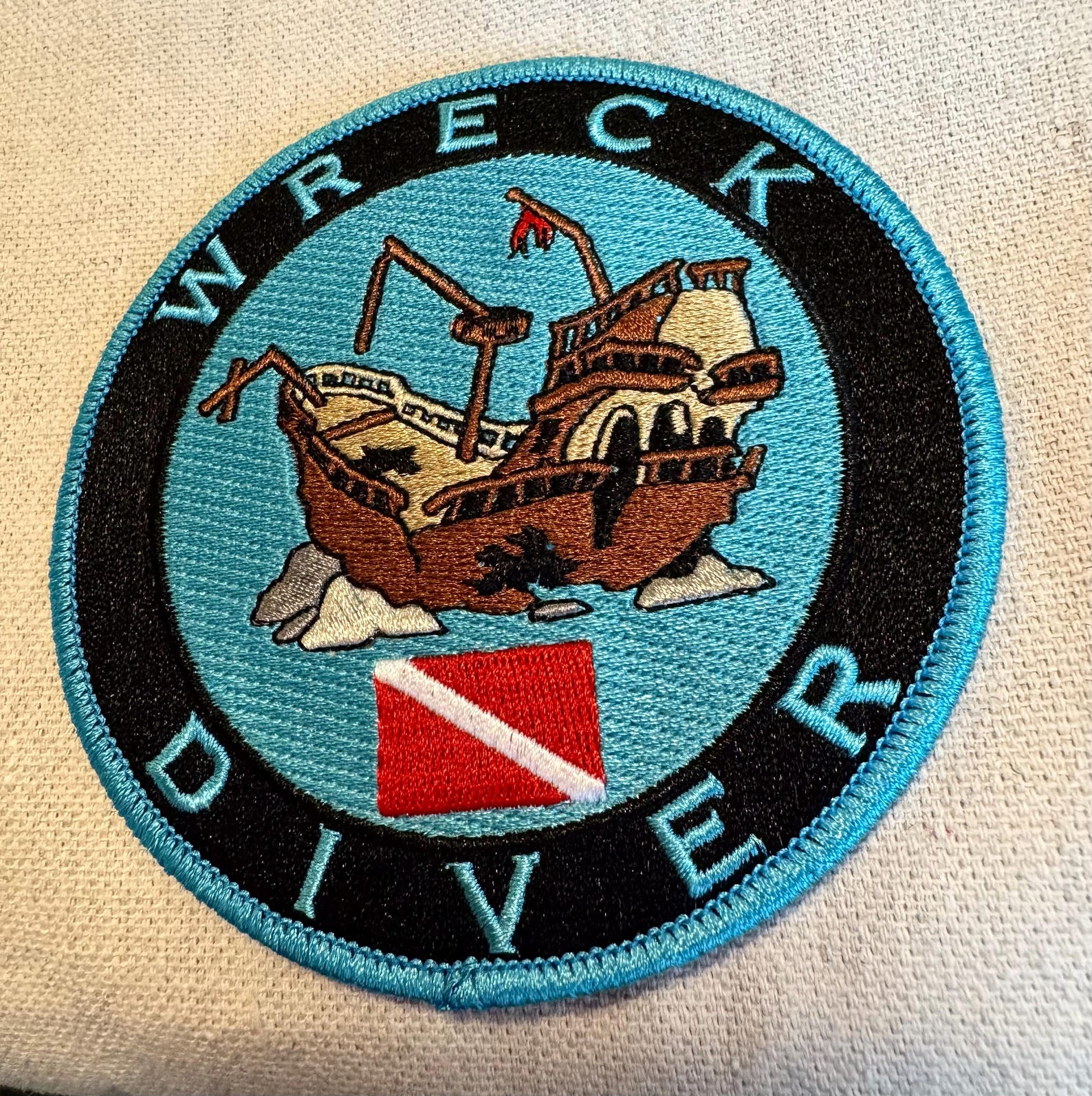 WRECK DIVER Scuba Diving PATCH Embroidered Iron-on Applique Shipwreck ...
