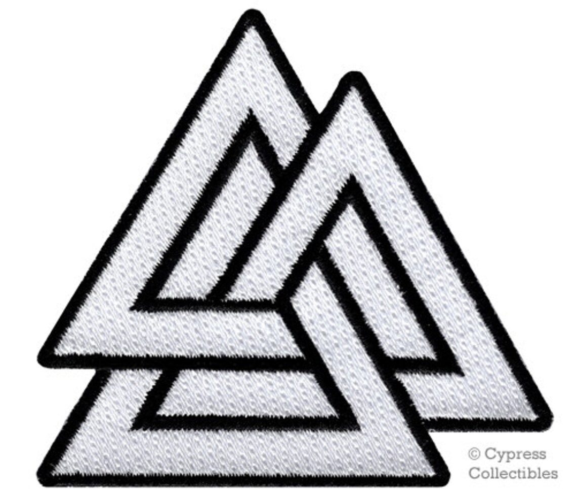 White VALKNUT KNOT PATCH Iron-on Embroidered Odin Norse - Etsy
