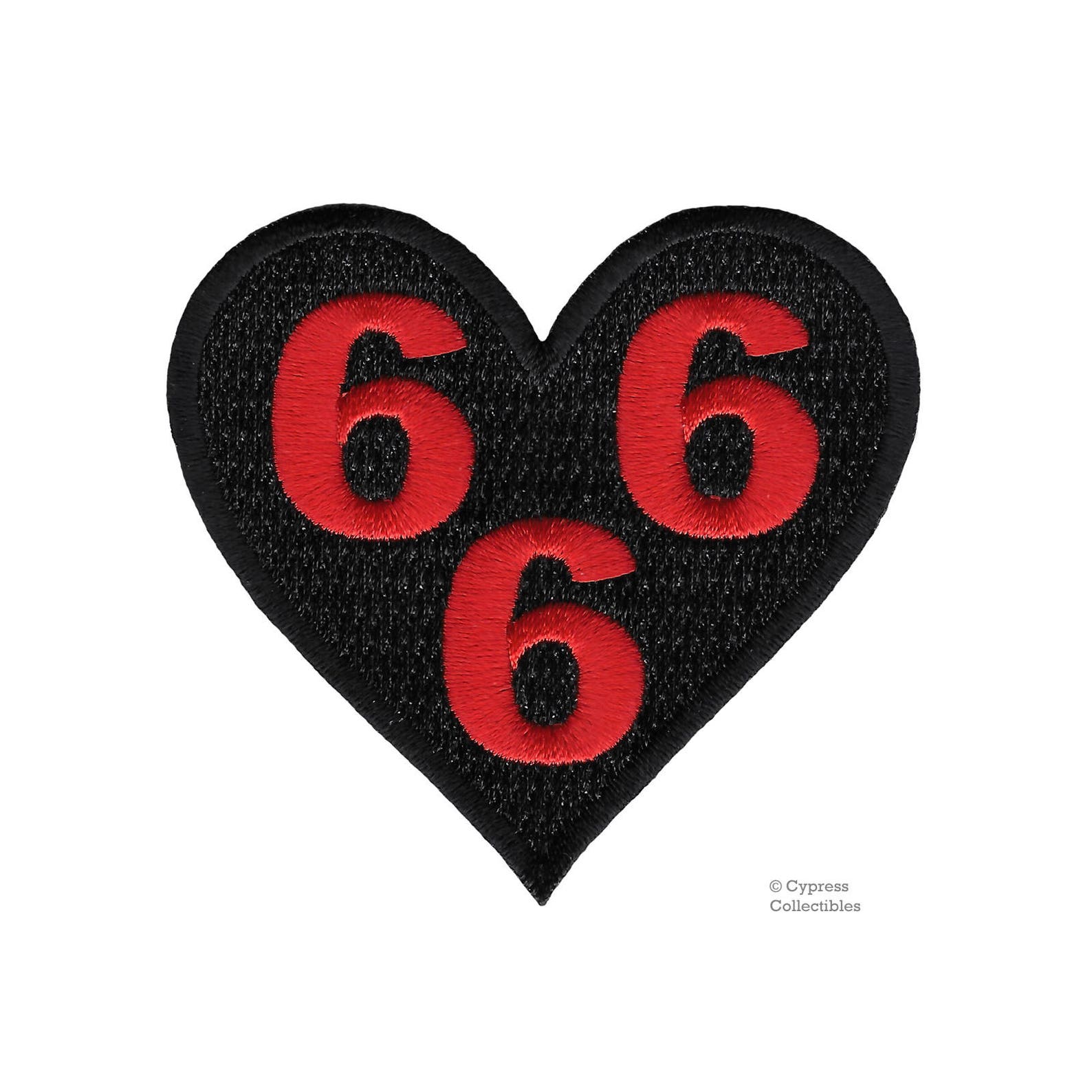 BLACK 666 HEART PATCH Iron-on Embroidered Anti-valentine's Day Devil ...