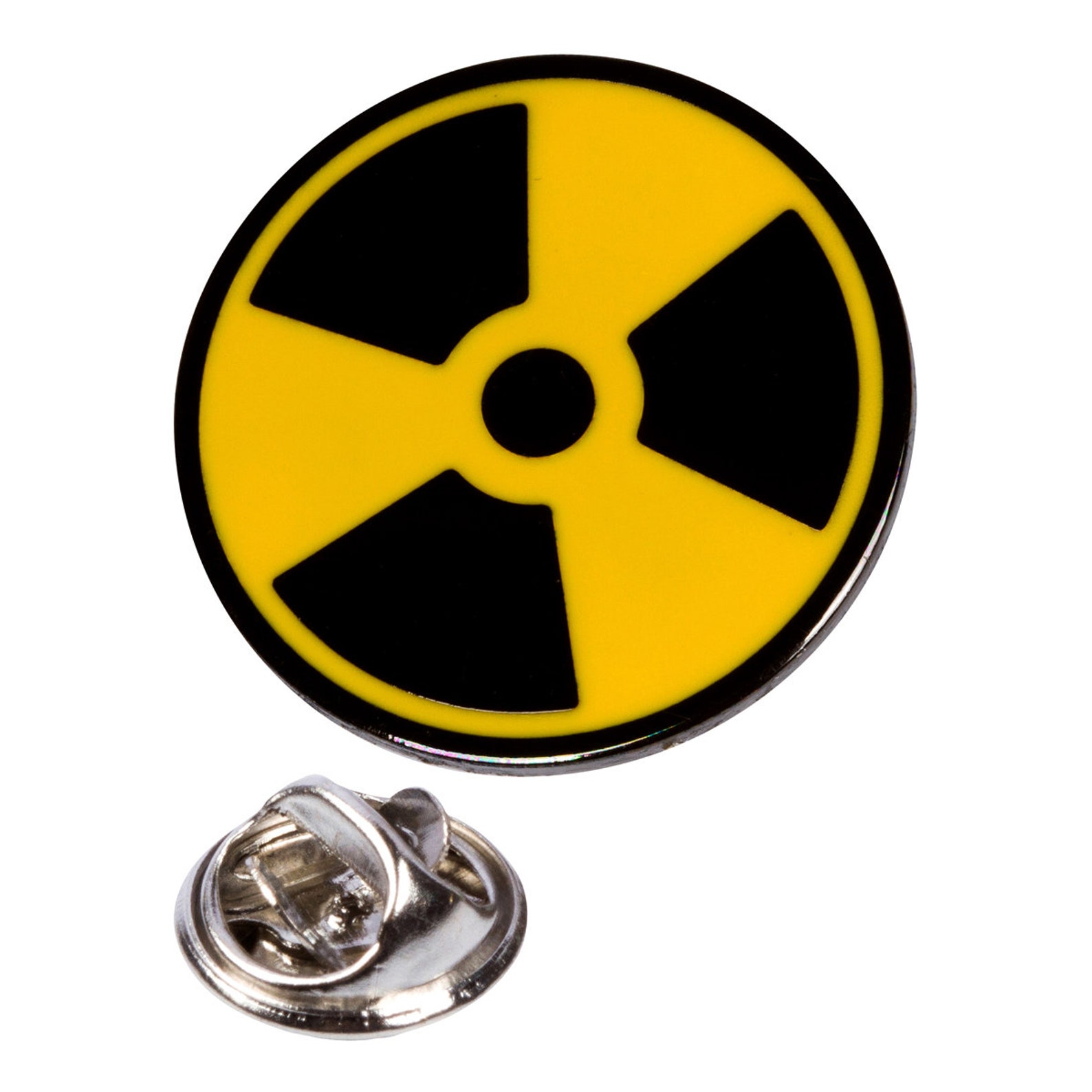 NUCLEAR SYMBOL Enamel Lapel PIN Yellow Biohazard Radiation Warning Sign ...