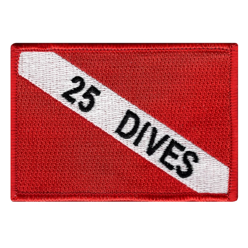 25 Dives DIVER DOWN FLAG Patch Scuba Diving Embroidered | Etsy