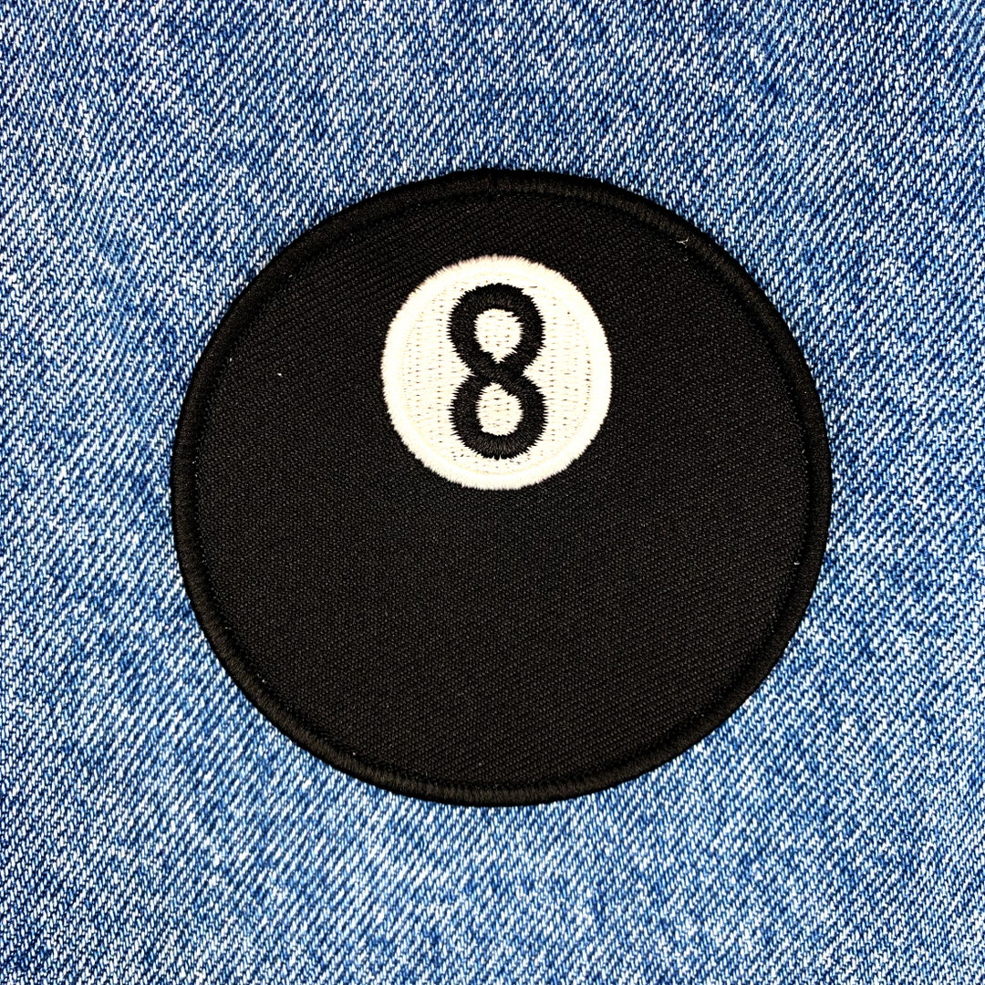 EIGHT BALL PATCH Iron-on Embroidered Applique Billiards Pool Emblem ...