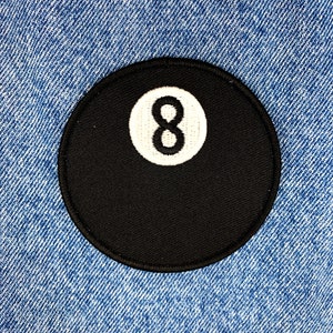 EIGHT BALL PATCH Iron-on Embroidered Applique Billiards Pool Emblem ...