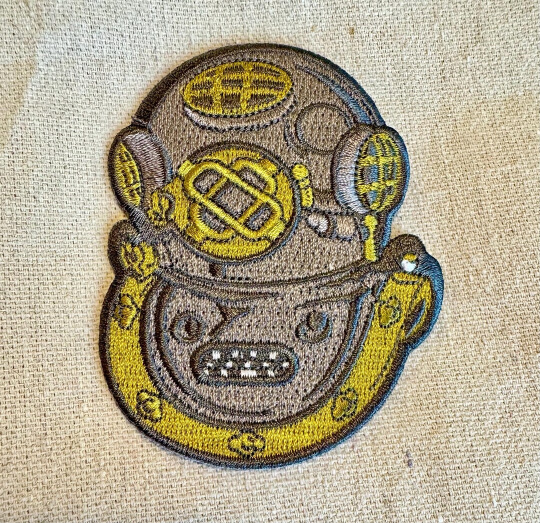 MARK V HELMET Navy PATCH Scuba Diving Iron-on Embroidered Applique Deep ...