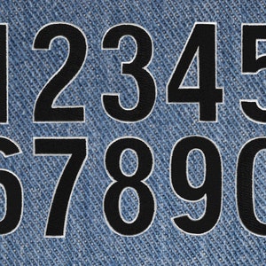 Black NUMBERS PATCH Iron-on Embroidered NUMERALS Applique - Etsy