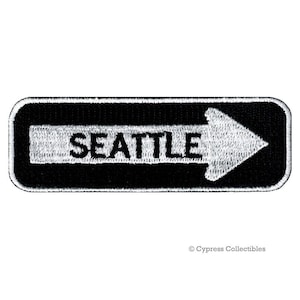 SEATTLE ROAD SIGN Patch Embroidered Iron-on Applique One Way Highway ...