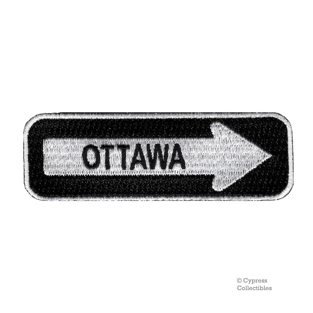 OTTAWA ROAD SIGN parche bordado de hierro apliques One Way Highway ...